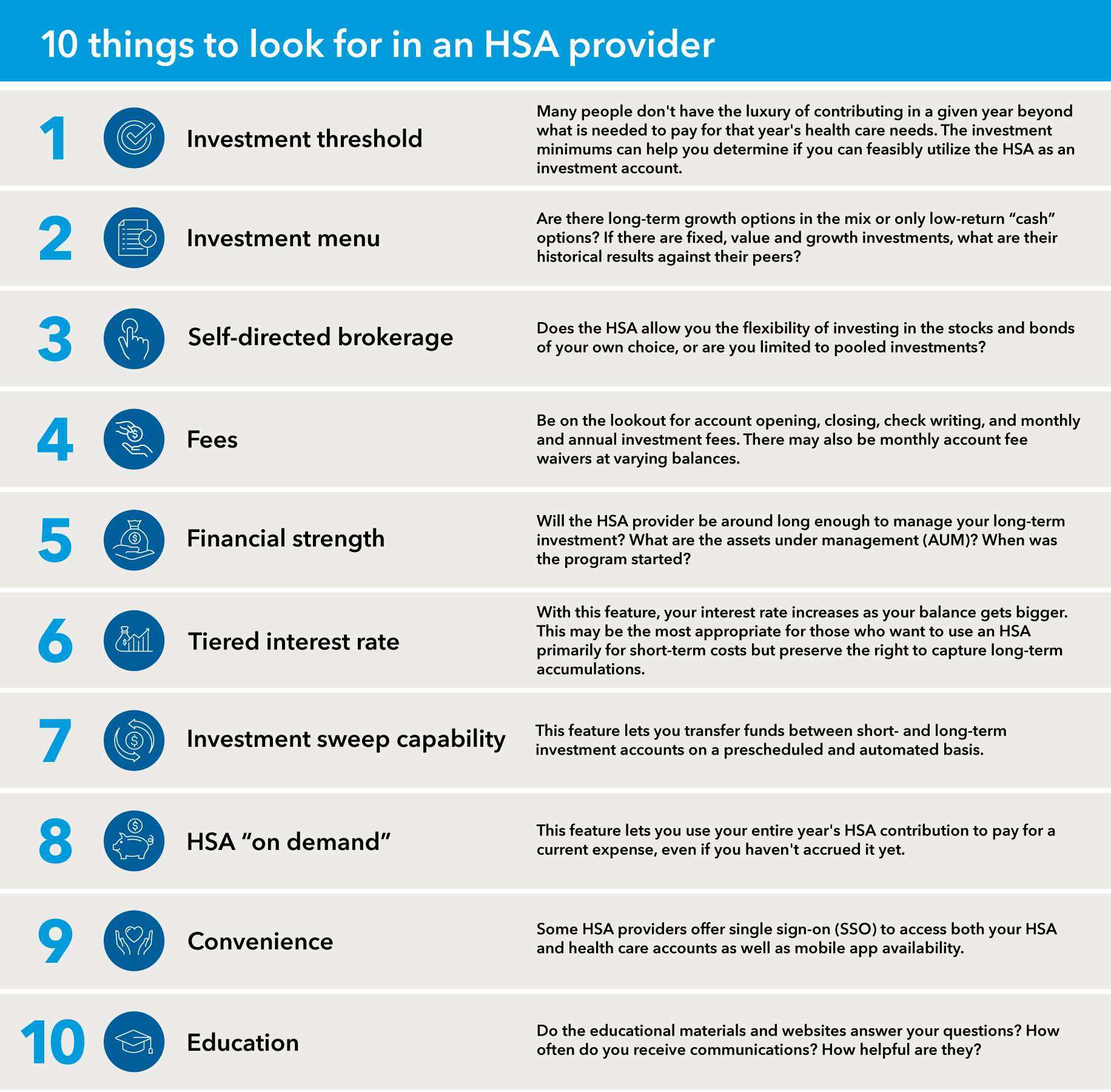 10 tips for choosing an HSA provider | Capital Group
